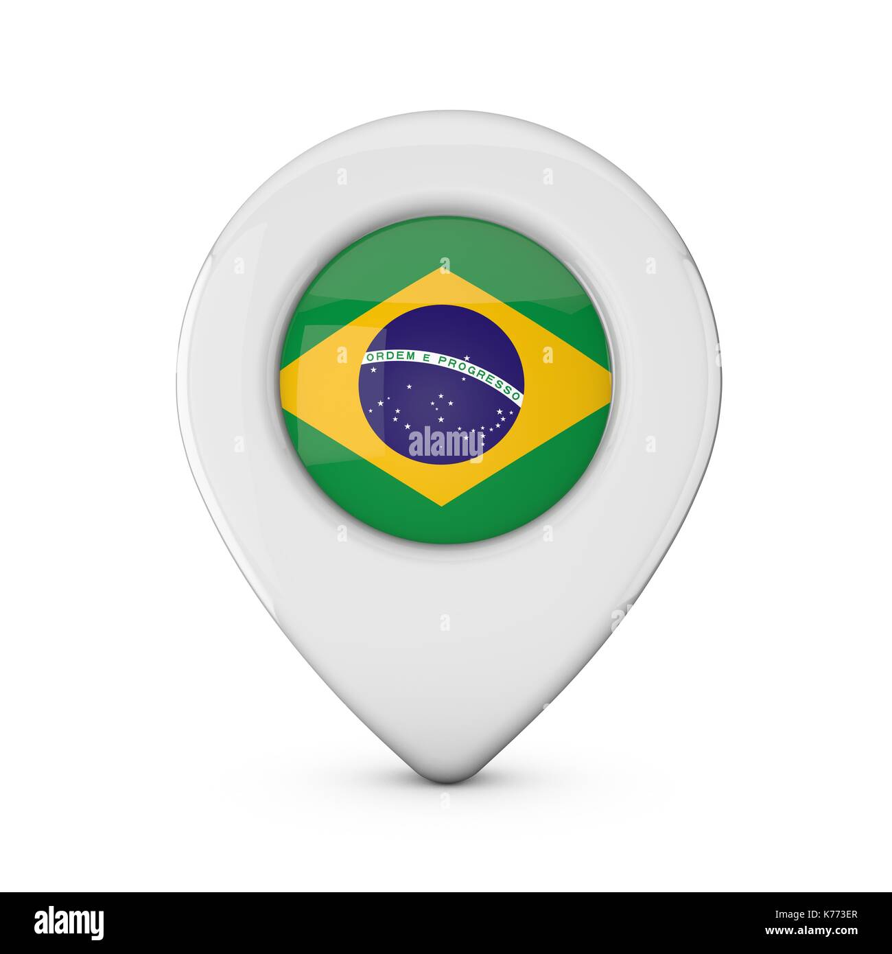 Brazil flag location marker icon. 3D Rendering Stock Photo - Alamy