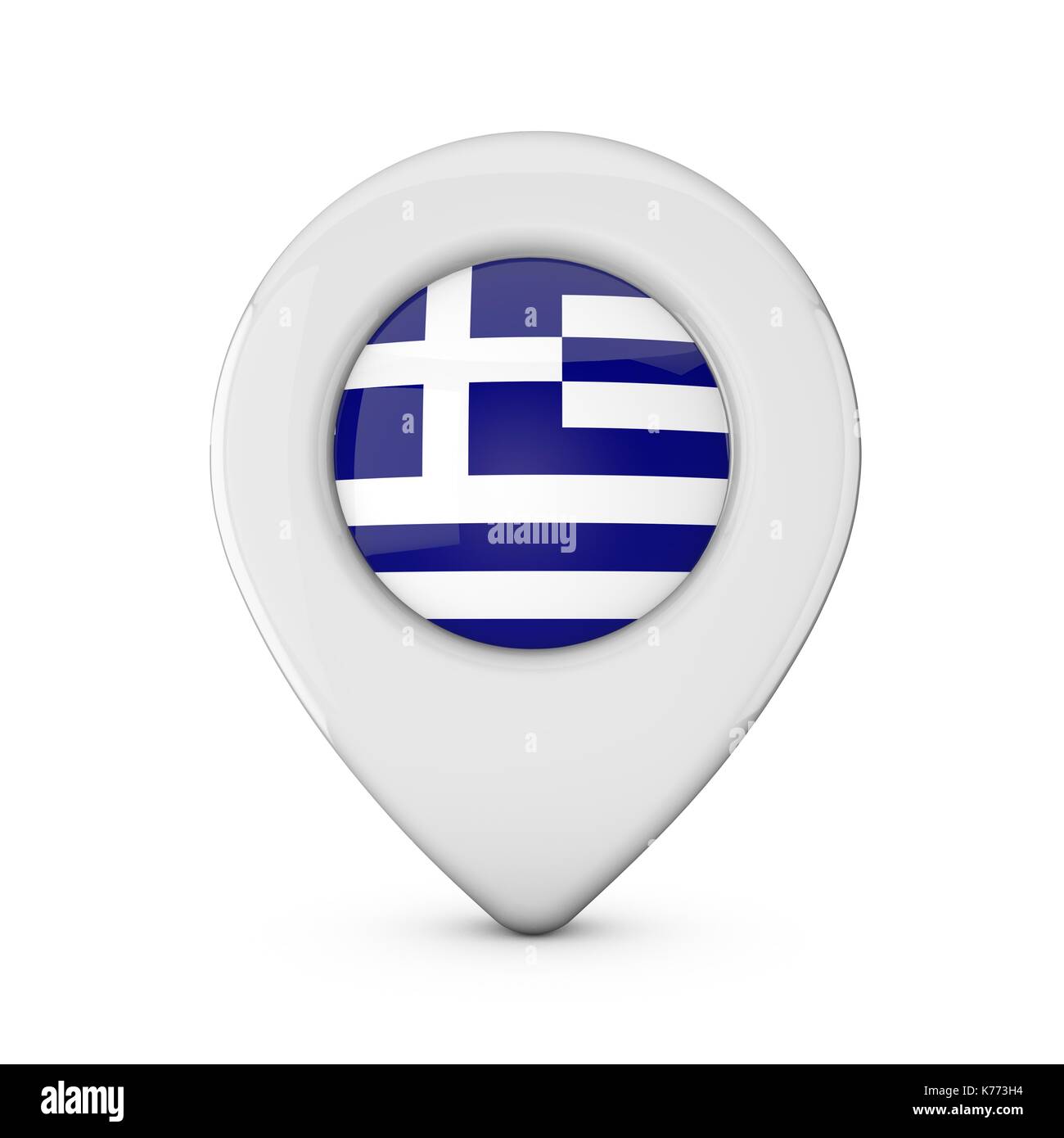 Greece flag location marker icon. 3D Rendering Stock Photo - Alamy