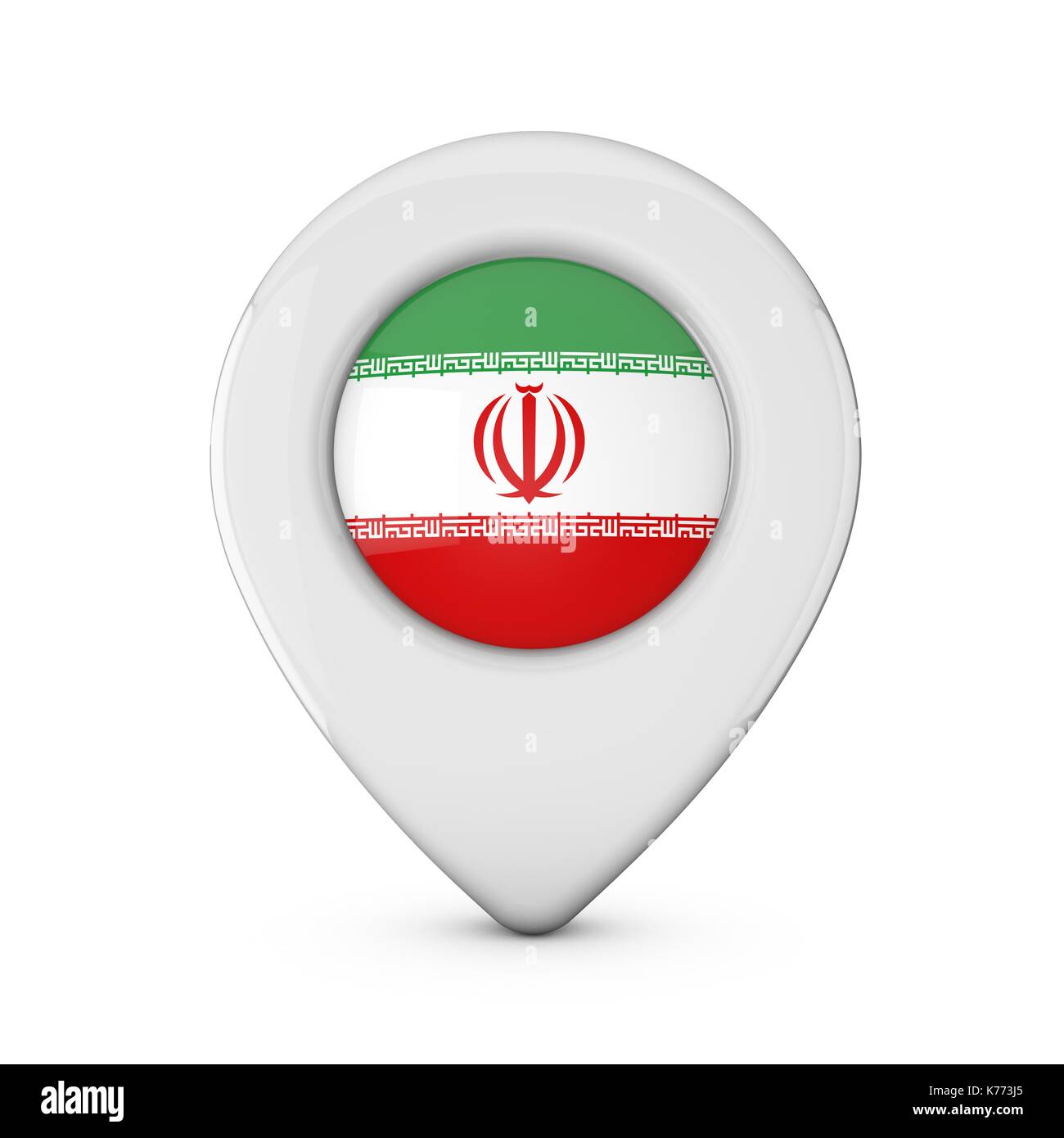 Iran flag location marker icon. 3D Rendering Stock Photo - Alamy