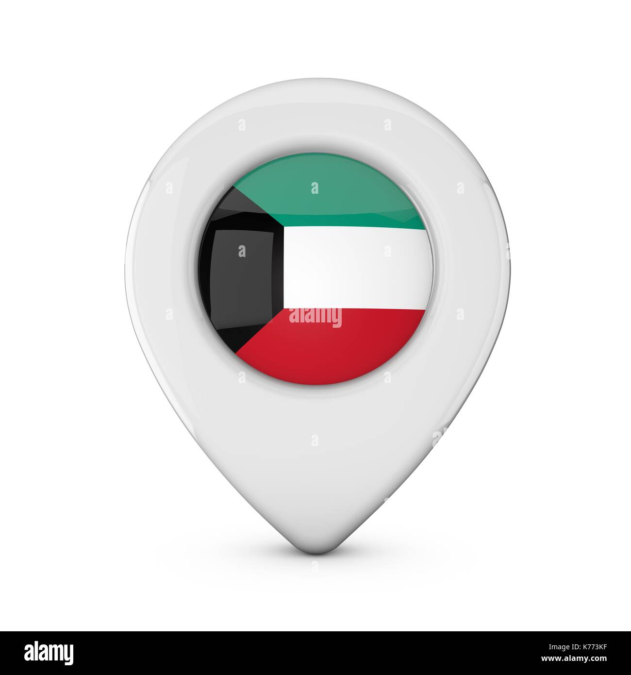 Kuwait flag location marker icon. 3D Rendering Stock Photo - Alamy
