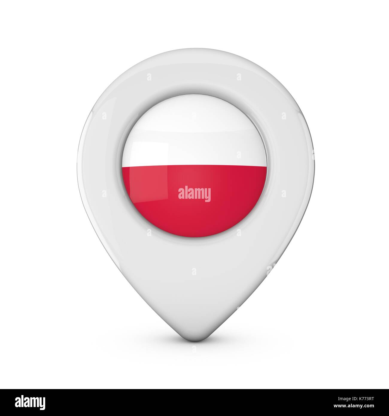 Poland flag location marker icon. 3D Rendering Stock Photo - Alamy