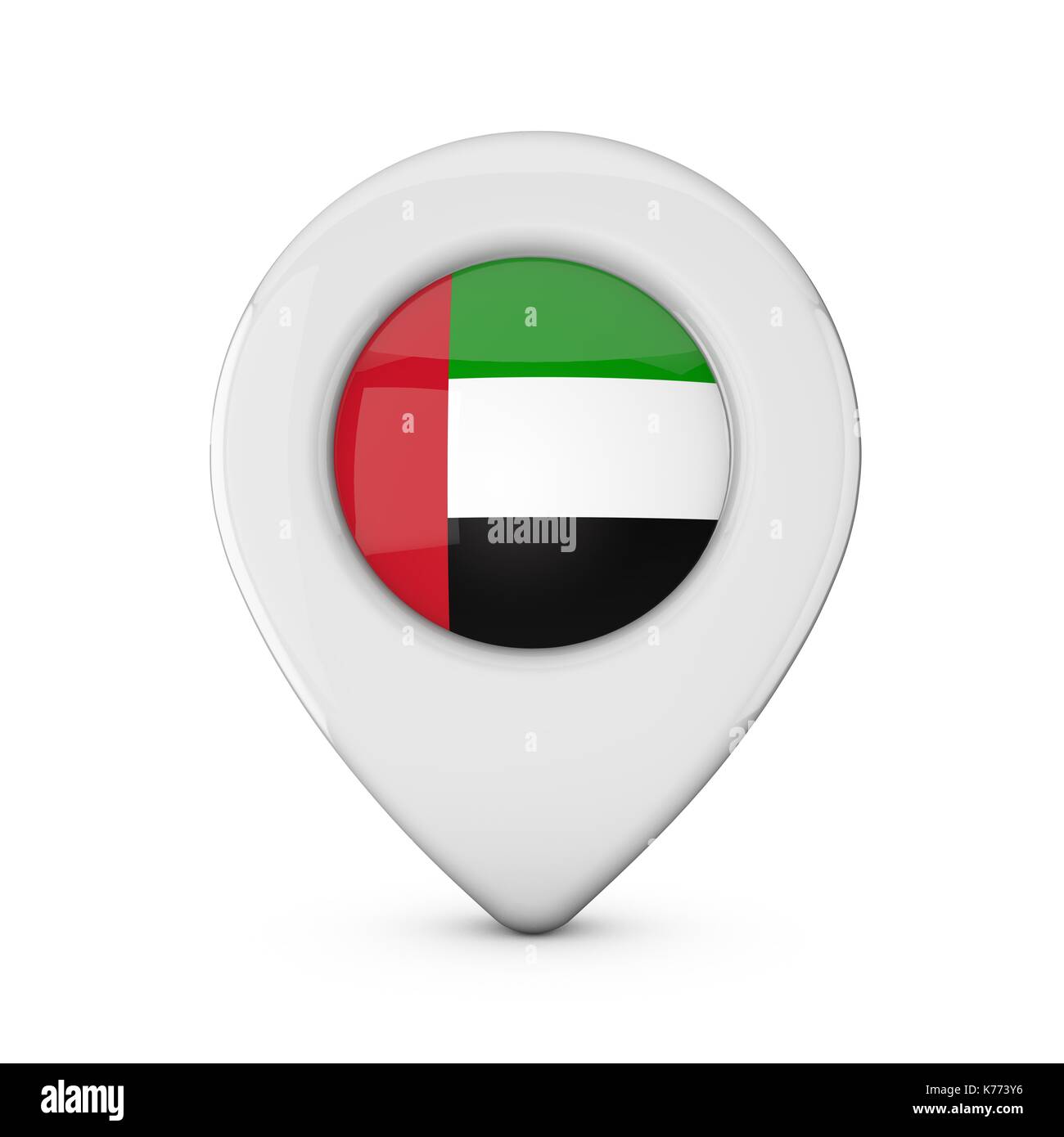 UAE flag location marker icon. 3D Rendering Stock Photo - Alamy
