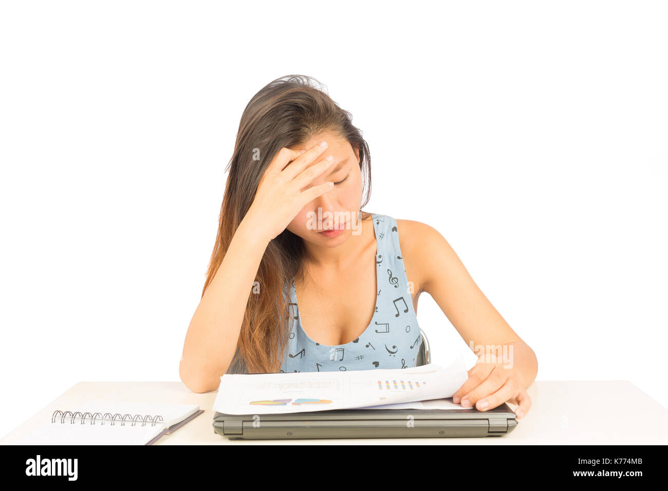 stressed business woman ,white background isolate Stock Photo - Alamy