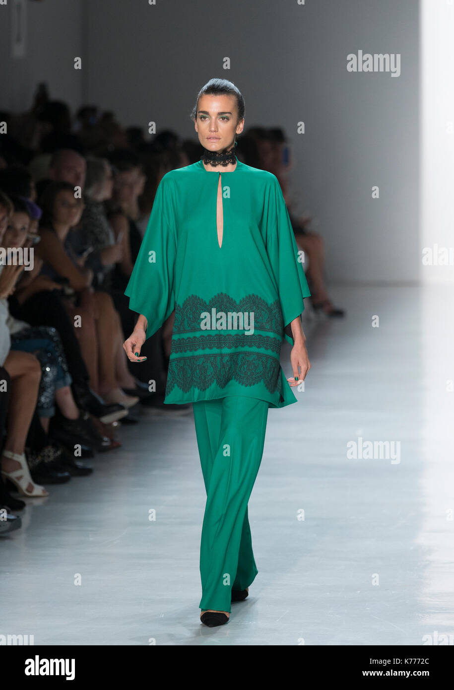 New York, United States. 13th Sep, 2017. Model walks runway for Zang ...