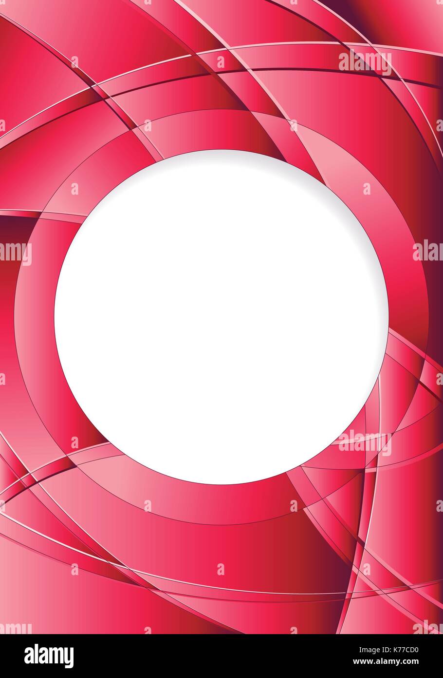 Abstract background with red waves frame with white space in the center ...