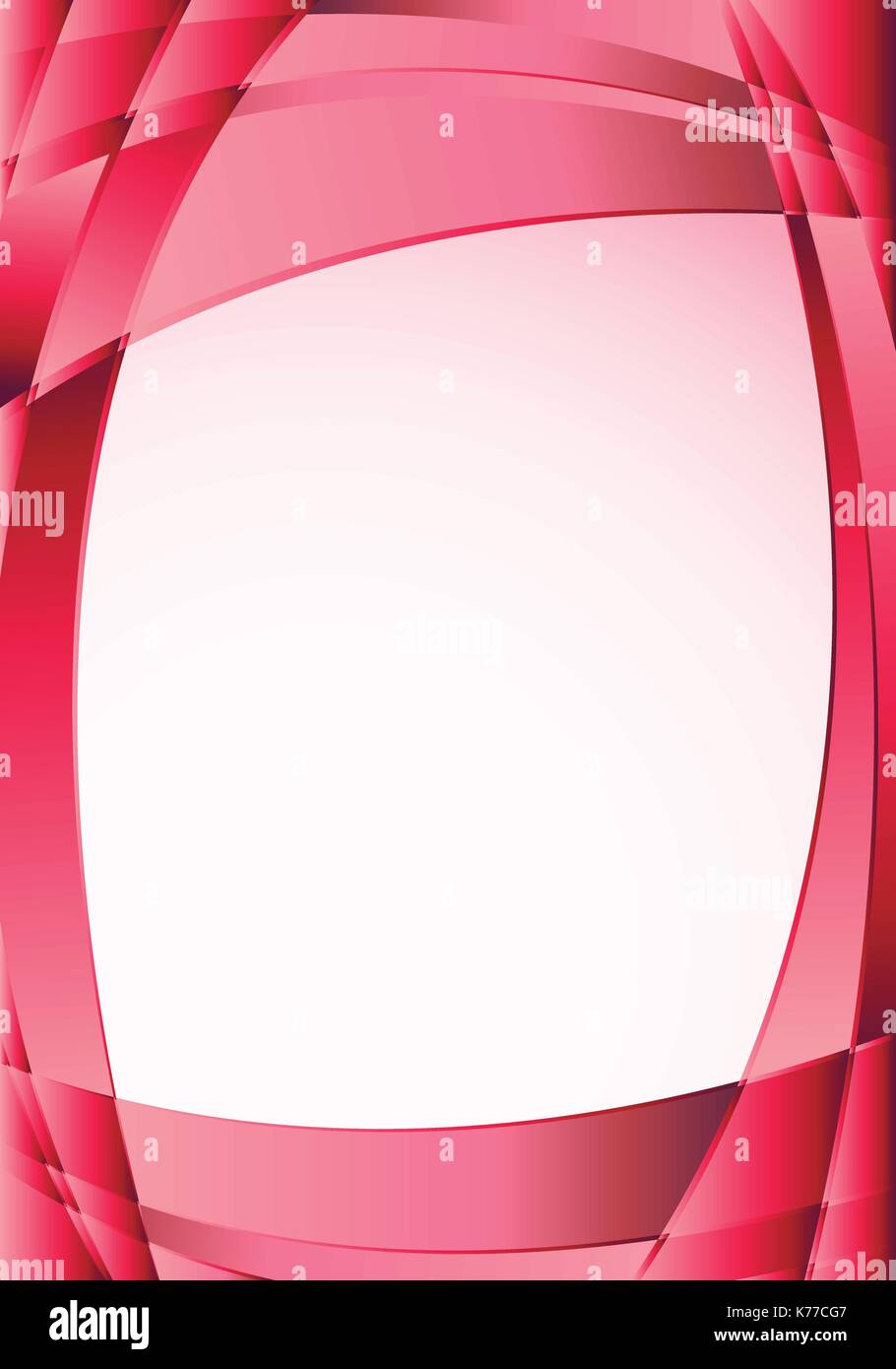 Abstract background with red waves frame with white space in the center ...
