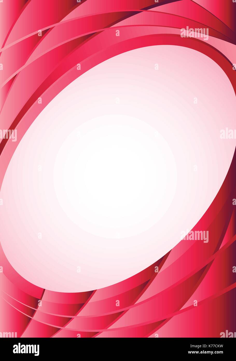 Abstract background with red waves frame with white space in the center ...