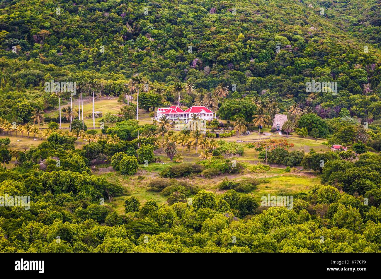 United Kingdom, Montserrat, English-speaking Caribbean, aerial view on ...