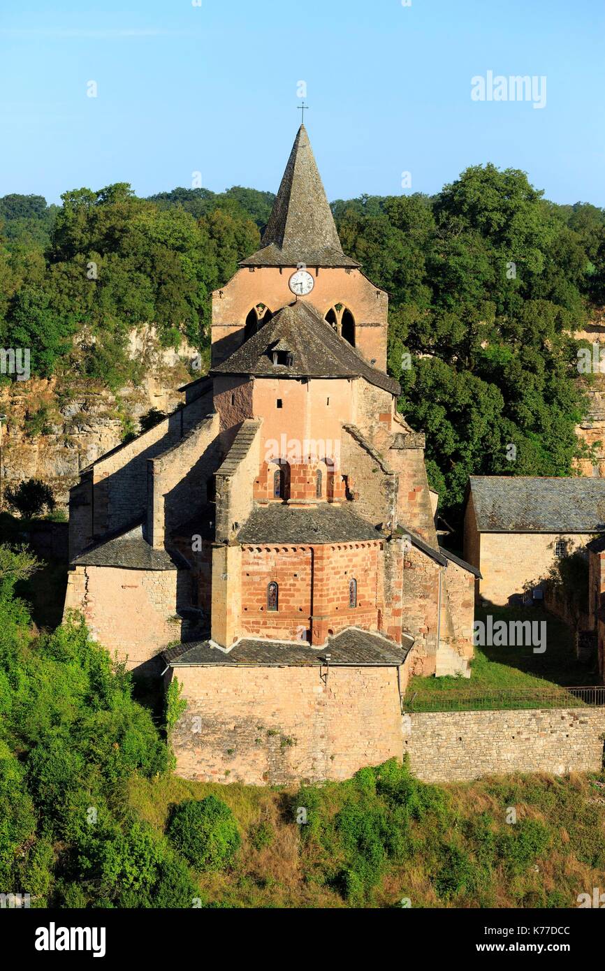 France, Aveyron, Bozouls, Trou de Bouzouls, church of Sainte Fauste ...