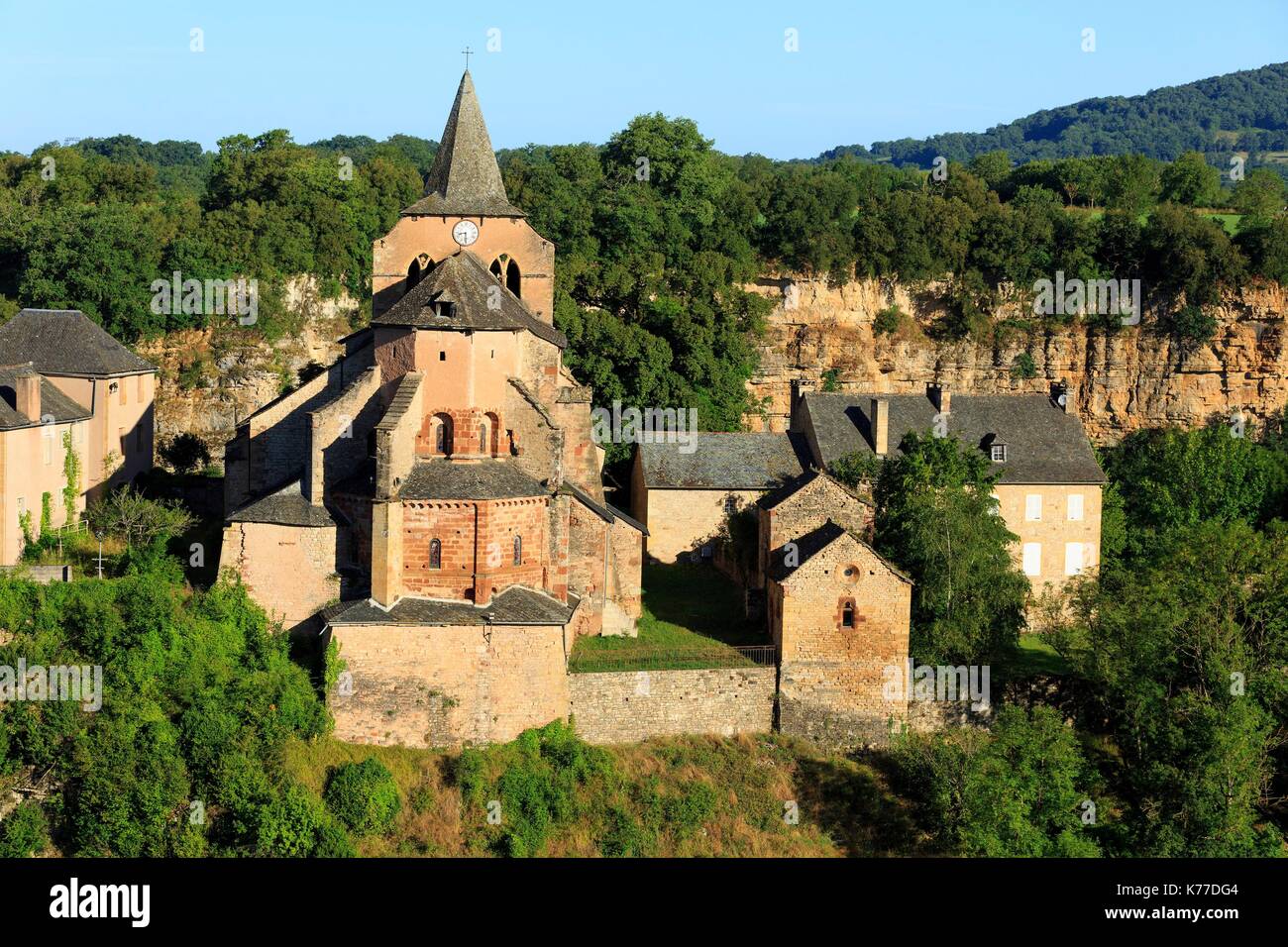 France, Aveyron, Bozouls, Trou de Bouzouls, church of Sainte Fauste ...