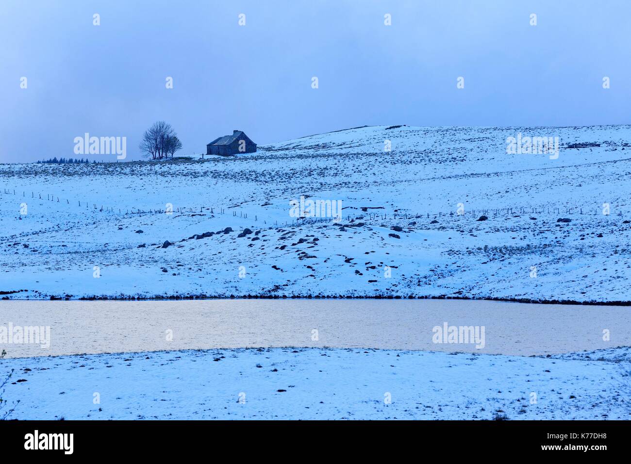 France, Aveyron, Aubrac Plateau, Saint Chely d'Aubrac, Lake of the ...