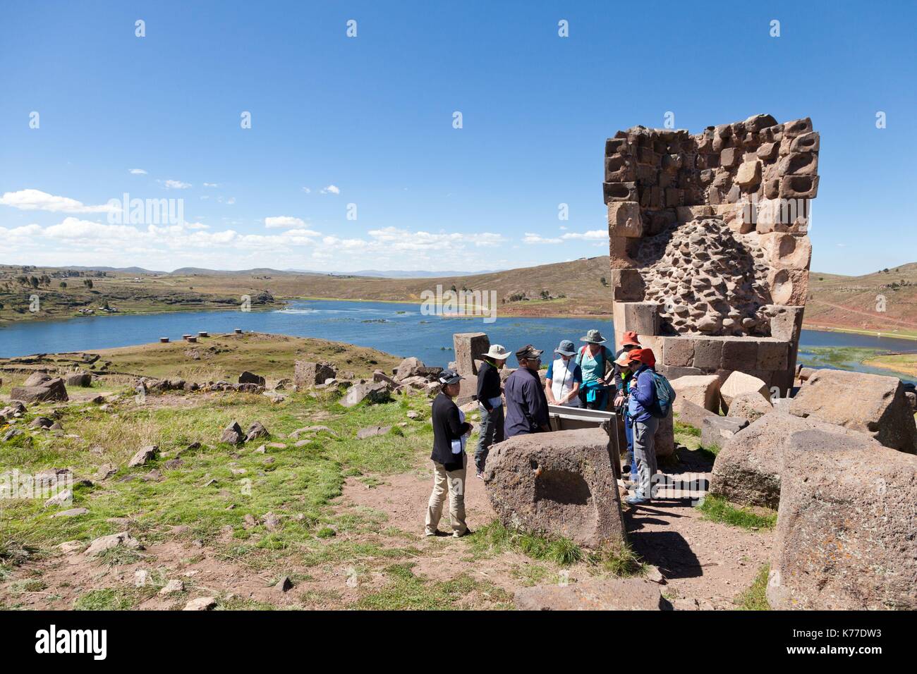 Perou, Province of Puno, Chullpas de Sillustani, Inca Necropolis Stock ...