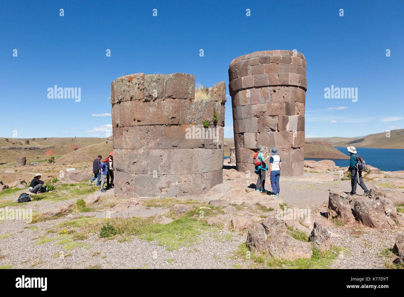 Perou, Province of Puno, Chullpas de Sillustani, Inca Necropolis Stock ...