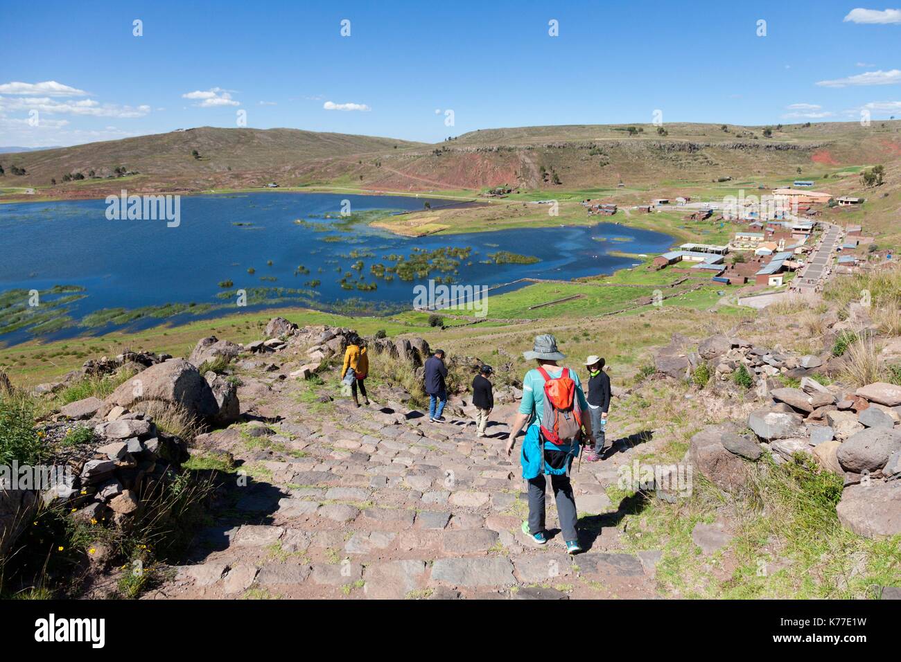 Perou, Province of Puno, Chullpas de Sillustani, Inca Necropolis Stock ...