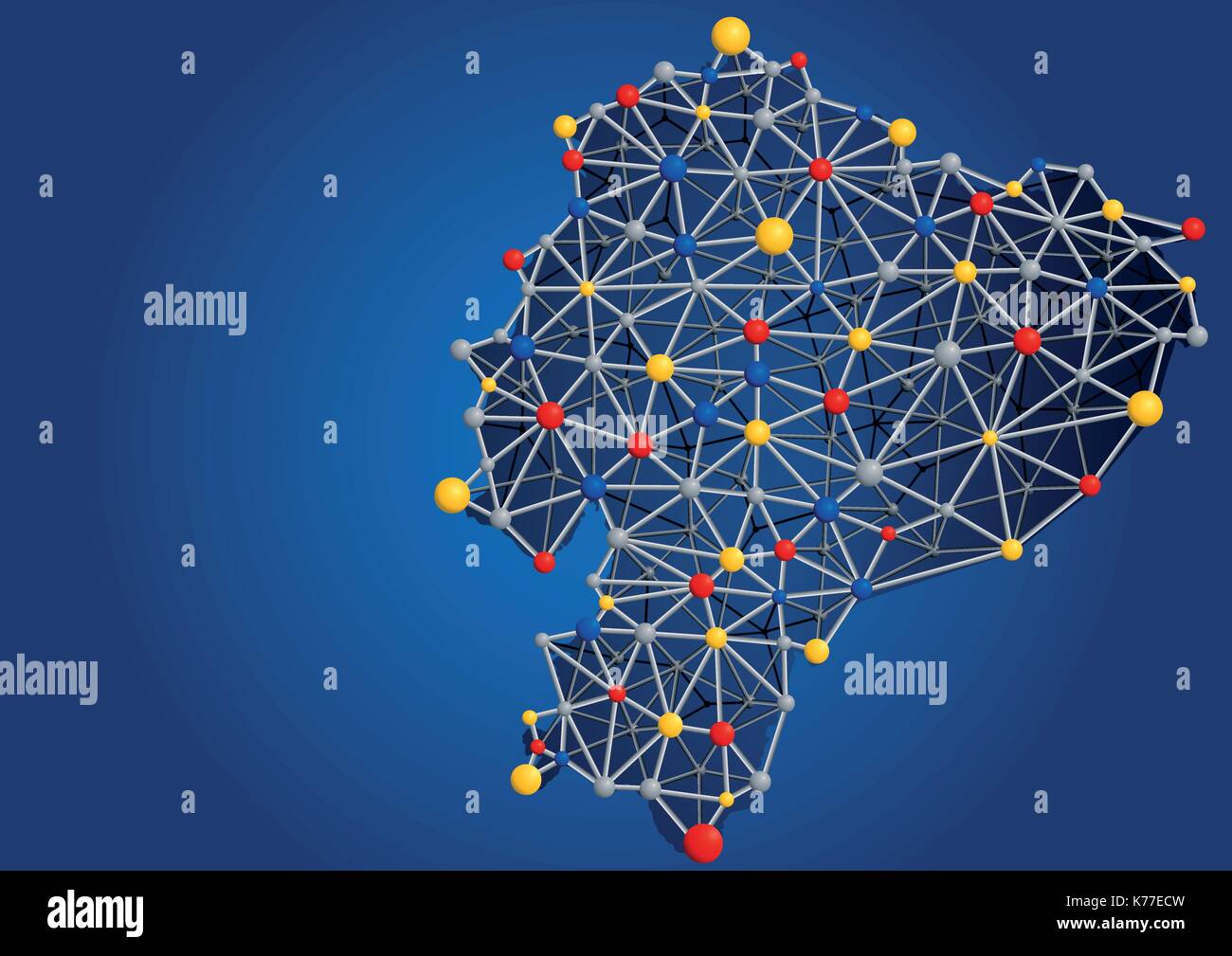Map of the Republic of Ecuador formed by a structure tubes joined by ...