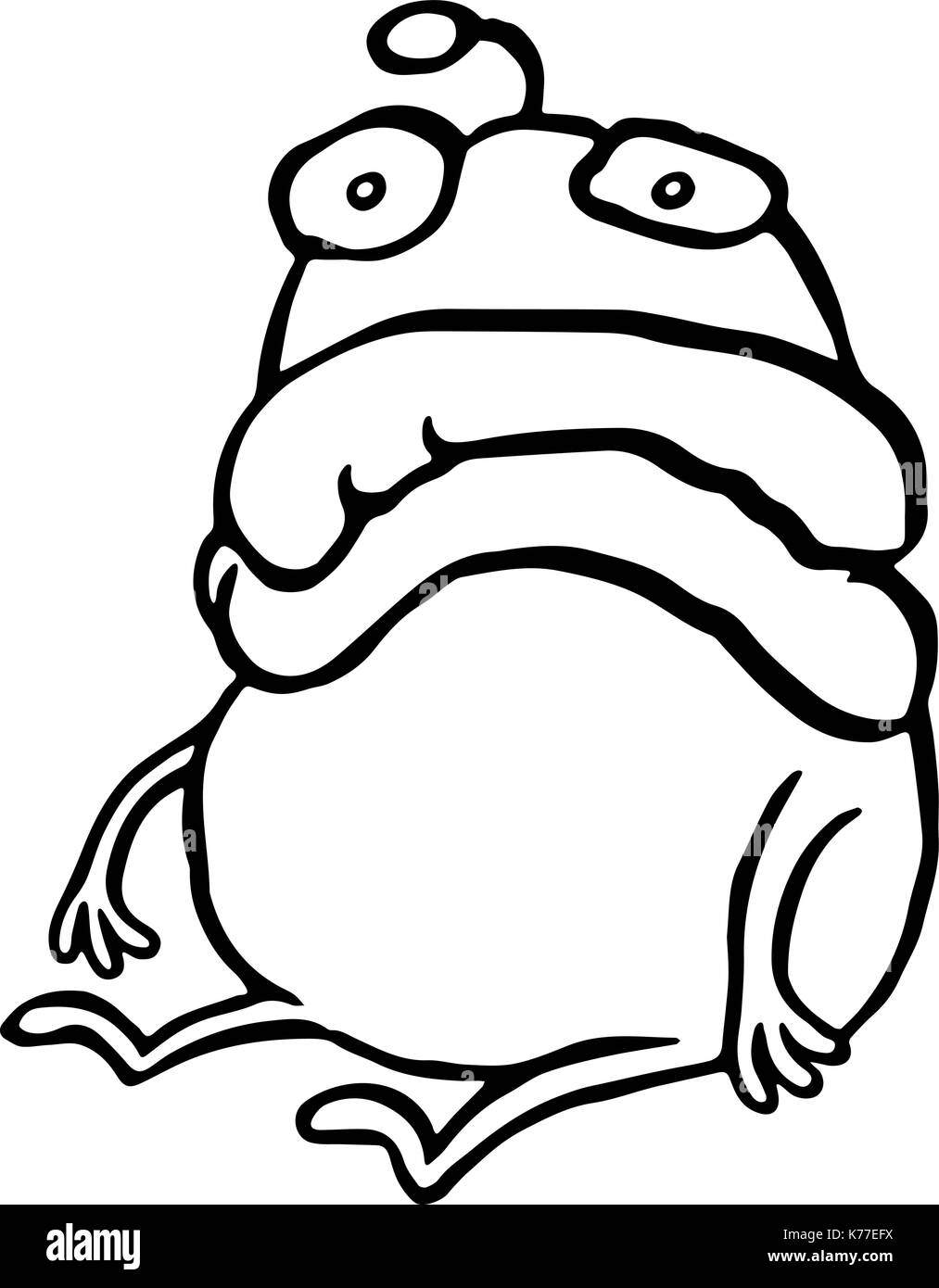 A sad alien sits alone. Bad mood. Loneliness and sadness. Cute cartoon ...