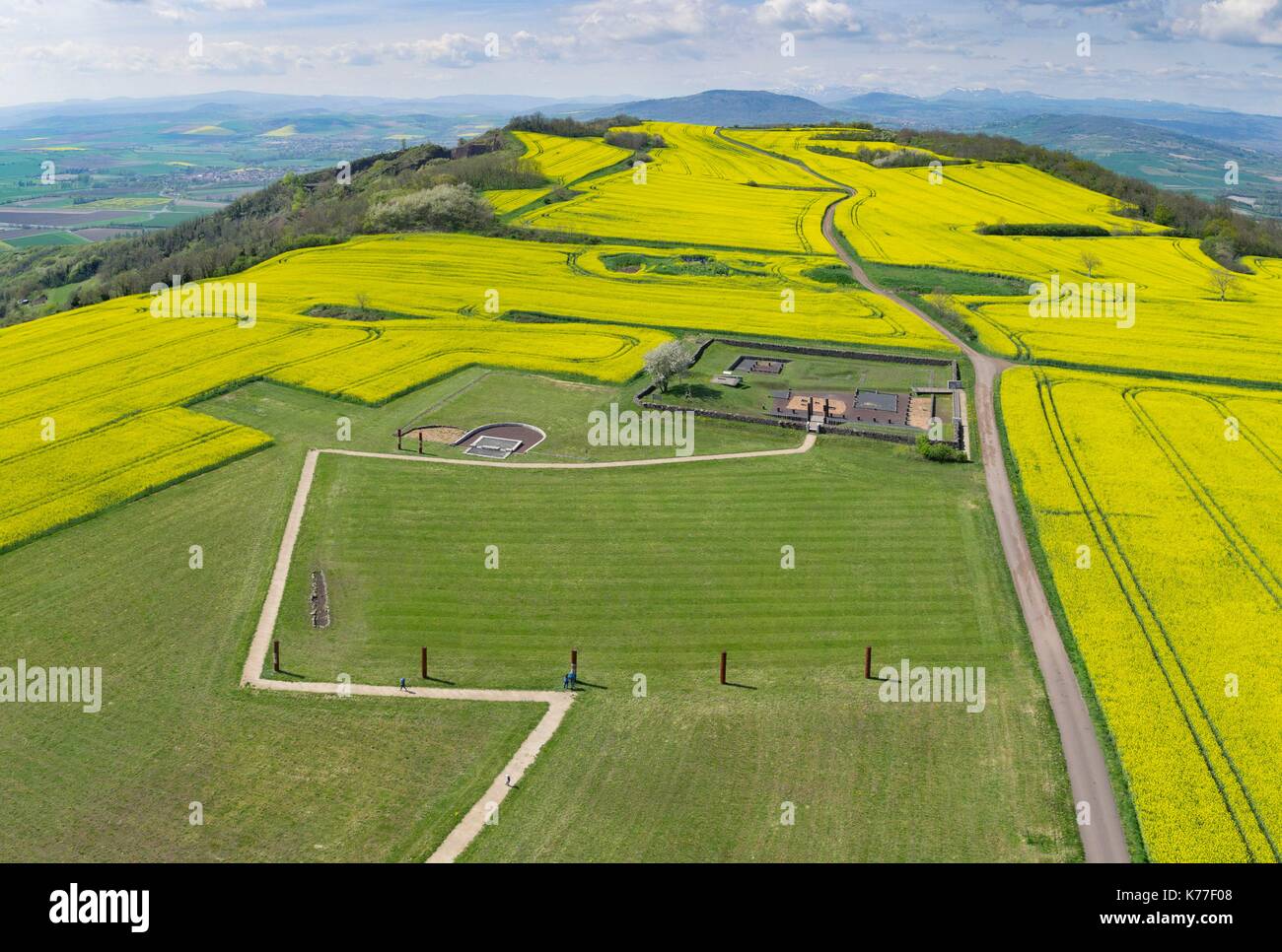 France, Puy de Dome, Corent, gallic oppidum (aerial view Stock Photo ...