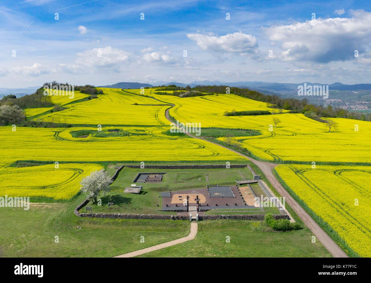 France, Puy de Dome, Corent, gallic oppidum (aerial view Stock Photo ...