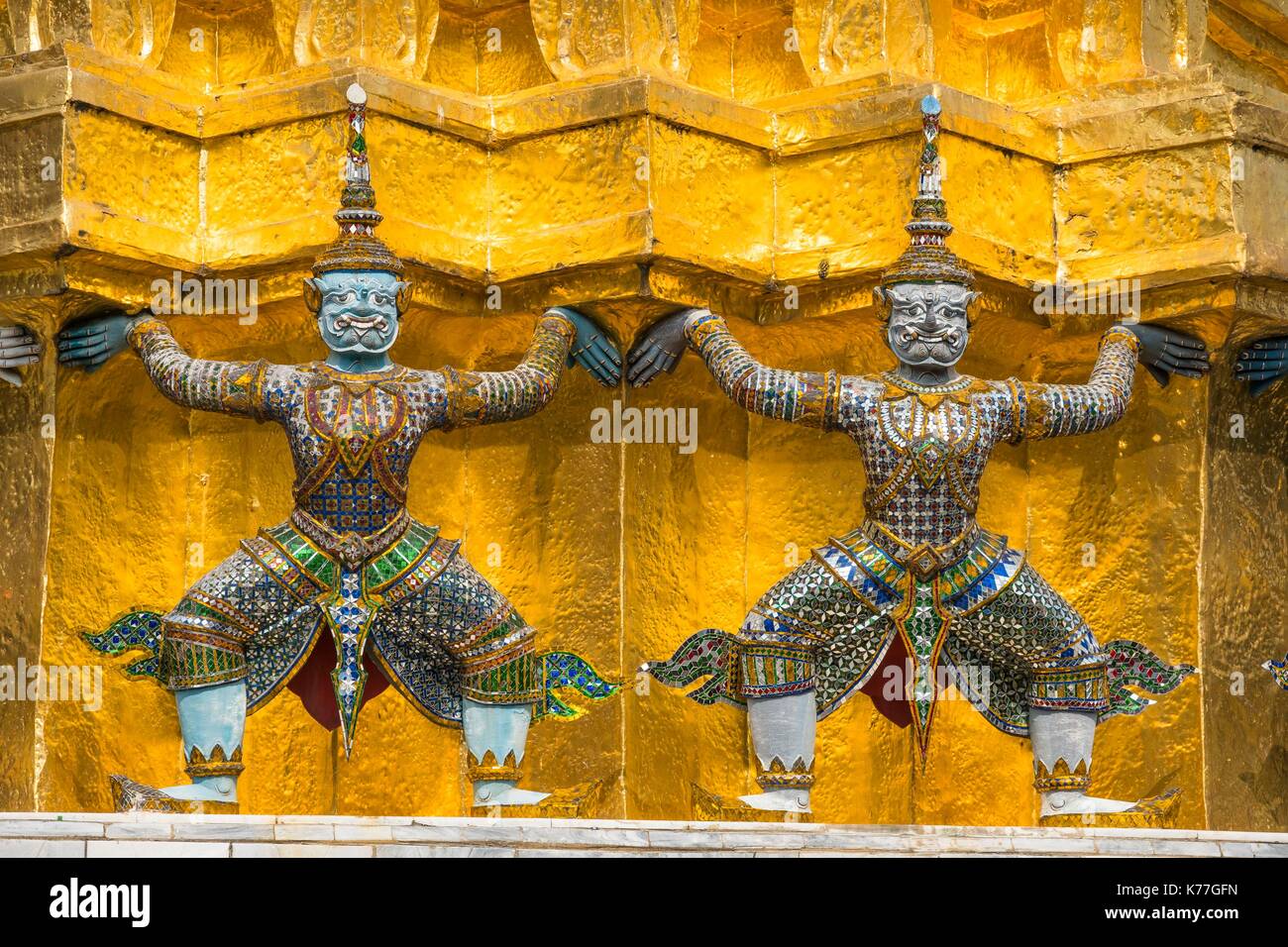 Thailand, Bangkok, Phra Nakhon district, Wat Phra Kaeo (or Temple of ...