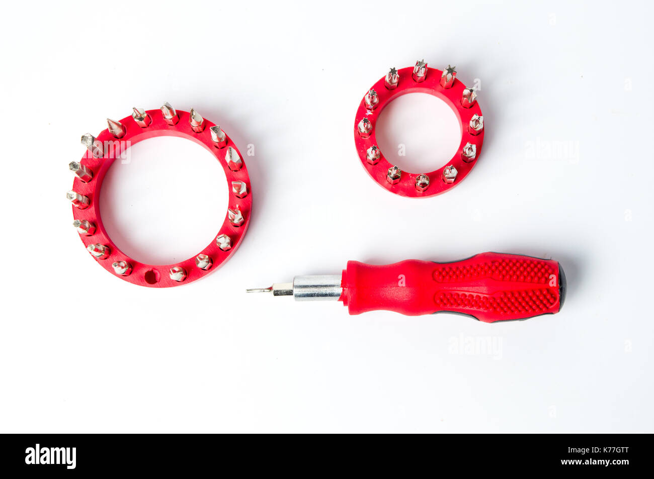 Red screwdriver set isolated on white background Stock Photo - Alamy