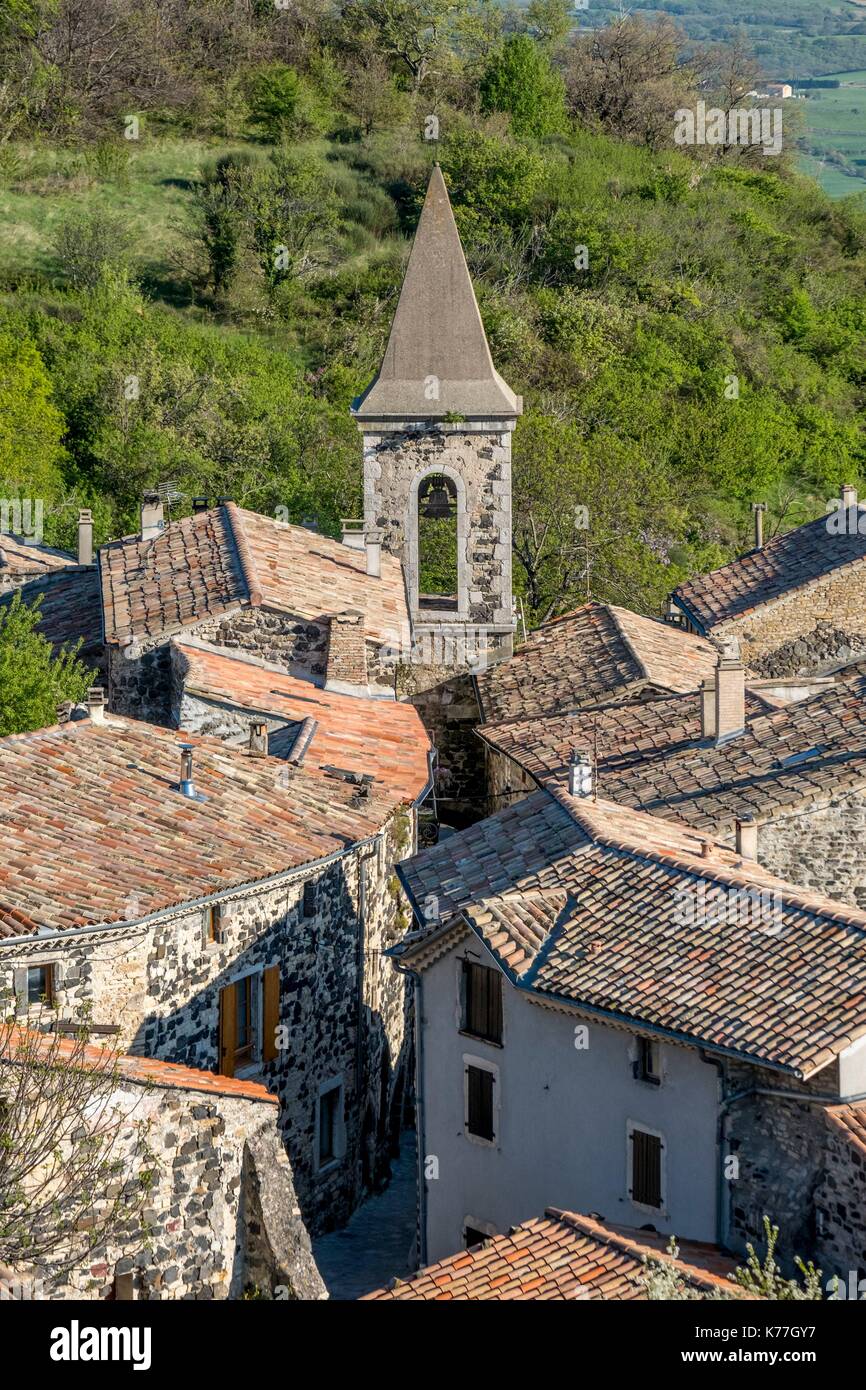 France, Ardeche, village of Mirabel, Plateau du Coiron, volcanic ...