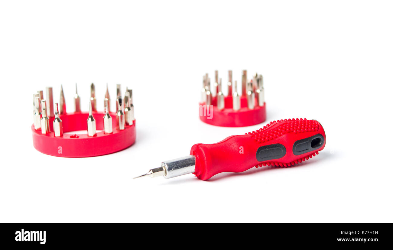Screwdriver set of tools isolated on white background Stock Photo - Alamy