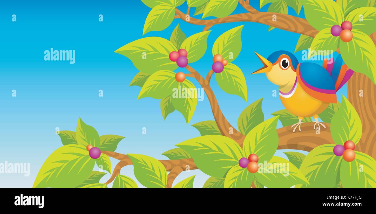 Drawing Trees On Blue Birds