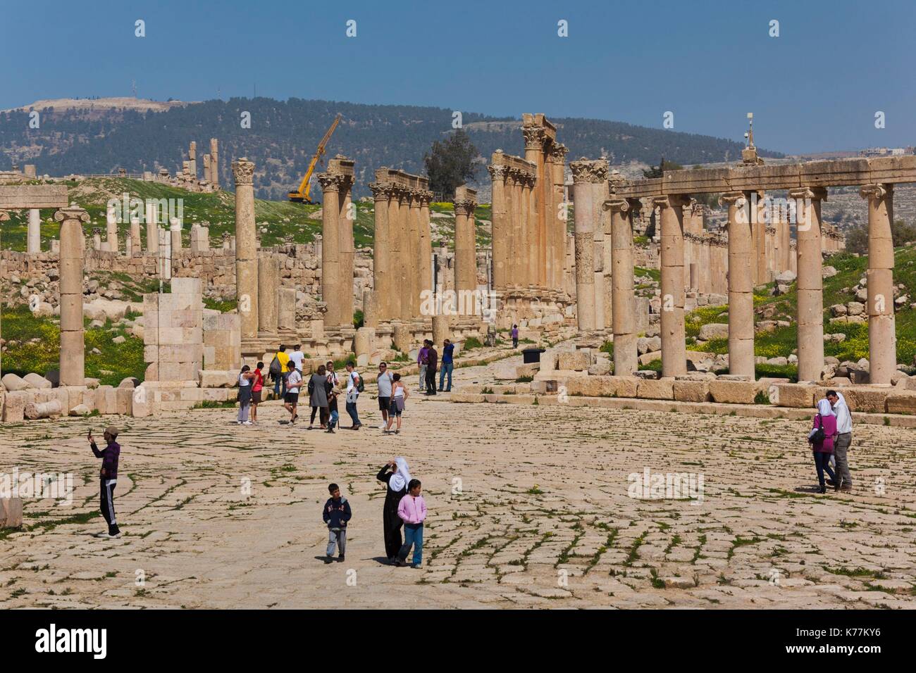 Jordan, Jerash, overview of Roman-era city ruins Stock Photo - Alamy