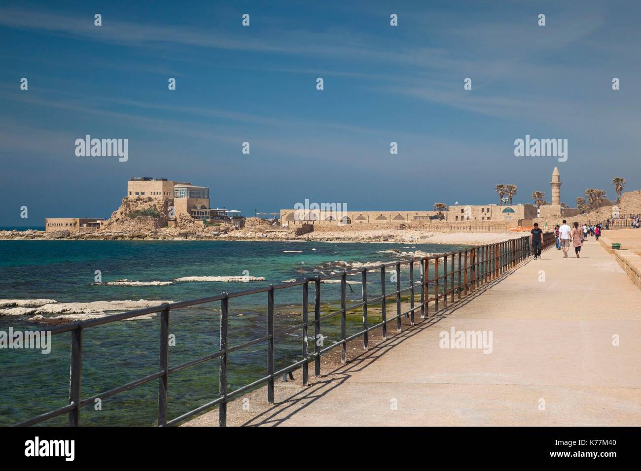 Israel, North Coast, Caesarea ruins of port built by Herod the Great in ...