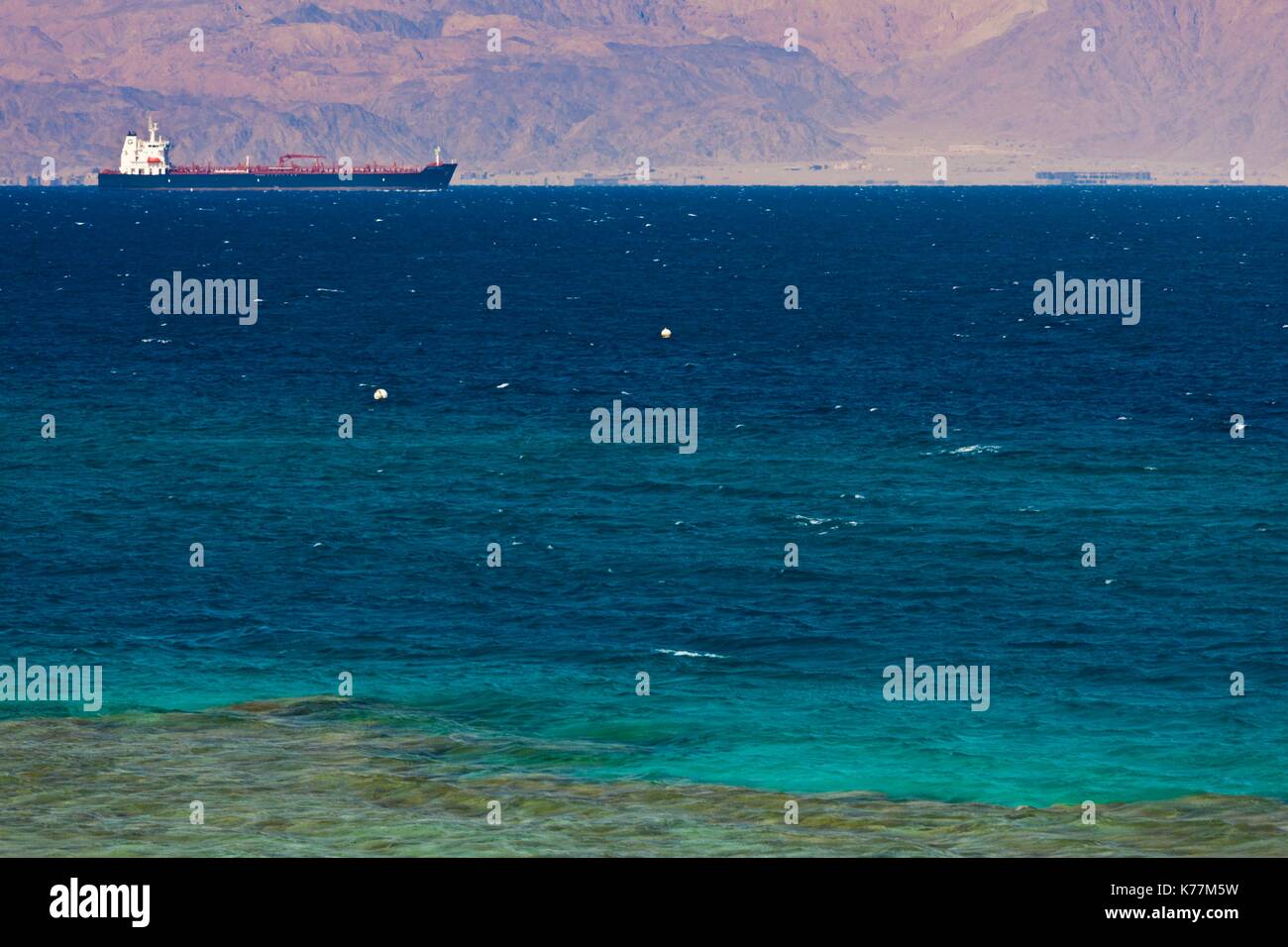 Jordan, Aqaba, Red Sea looking towards Israel Stock Photo - Alamy