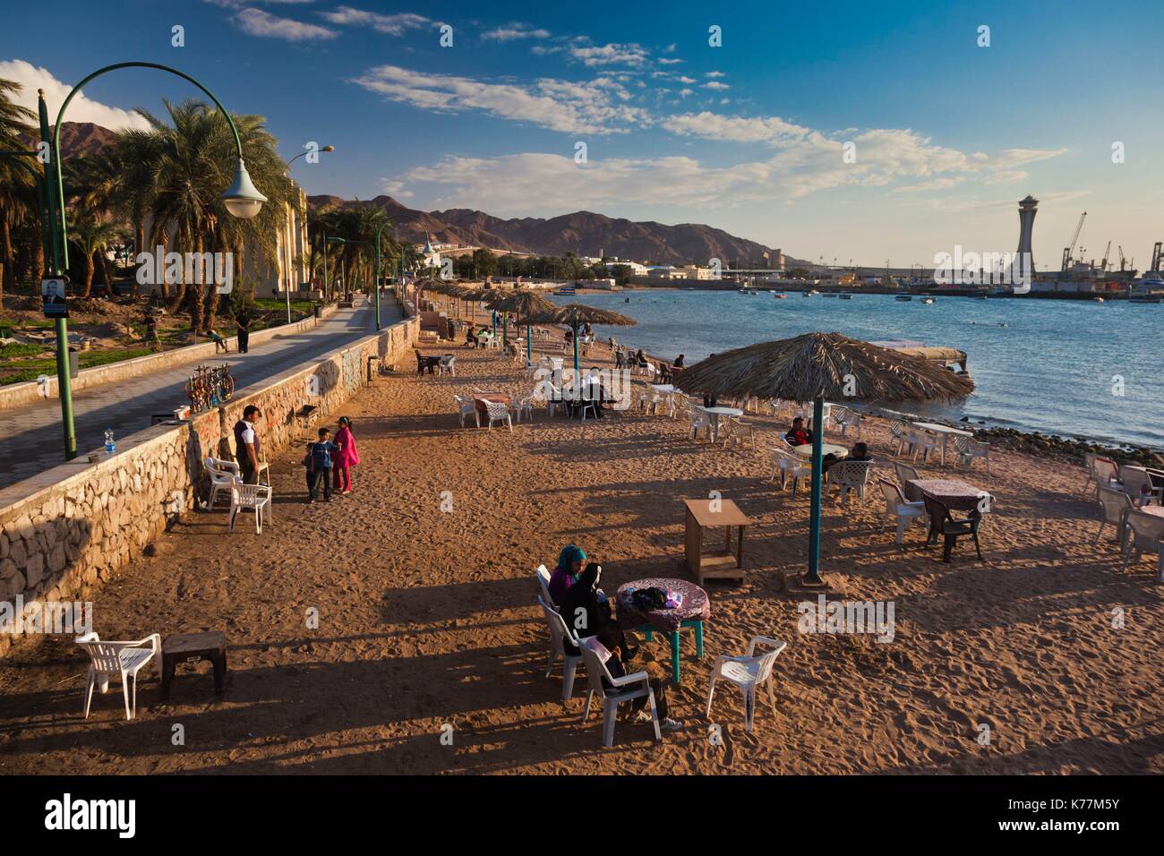 Jordan, Aqaba, Aqaba Beach, sunset Stock Photo - Alamy