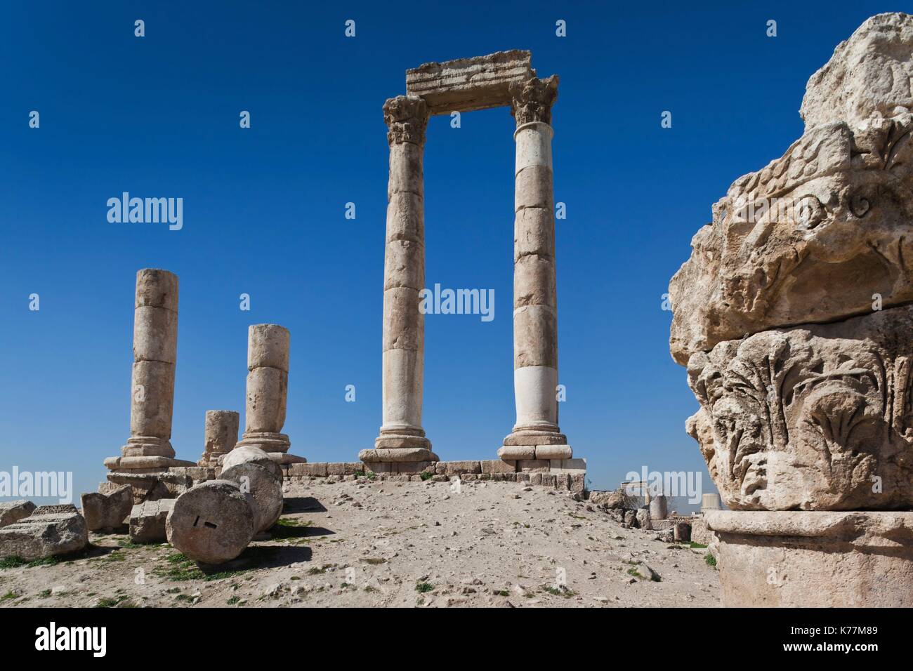 Jordan, Amman, The Citadel, Roman-era Temple of Hercules Stock Photo ...