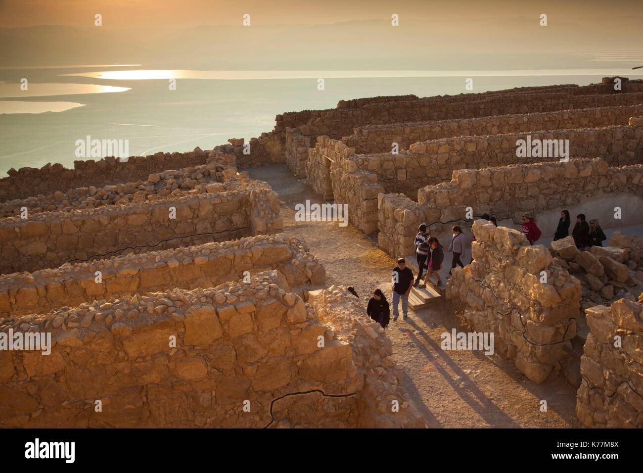 Israel, Dead Sea, Masada, dawn view of the Masada Plateau Stock Photo ...