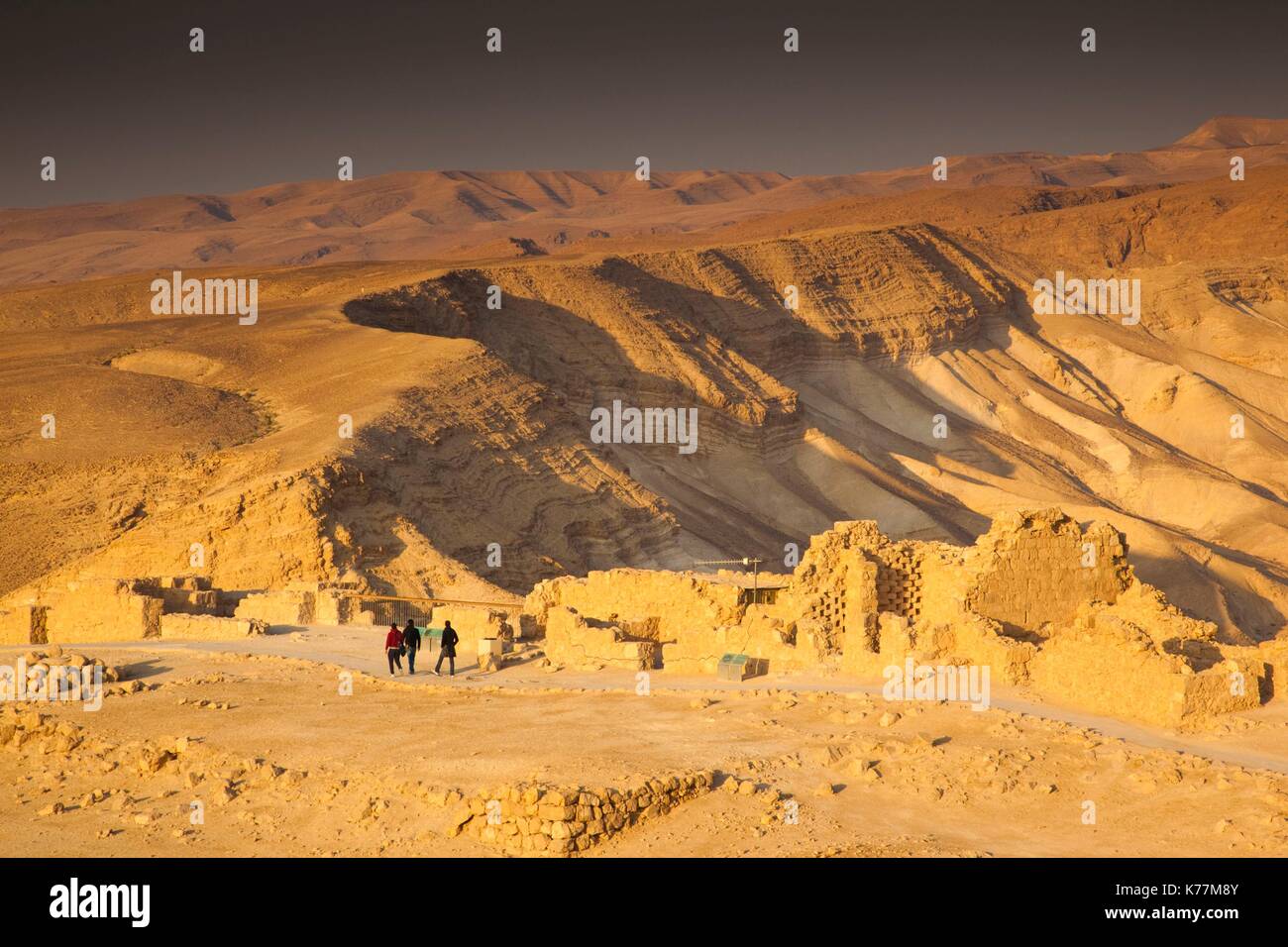Israel, Dead Sea, Masada, dawn view of the Masada Plateau Stock Photo ...