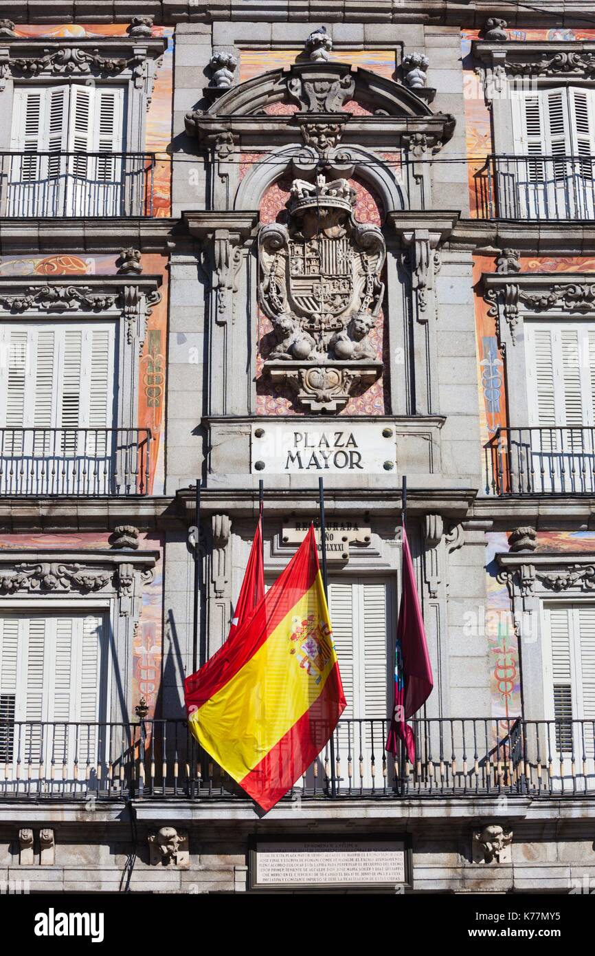 Spain, Madrid, Centro Area, Plaza Mayor, building detail Stock Photo ...