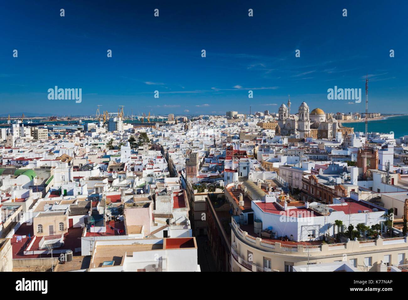 Spain, Andalucia Region, Cadiz Province, Cadiz, elevated city view with ...