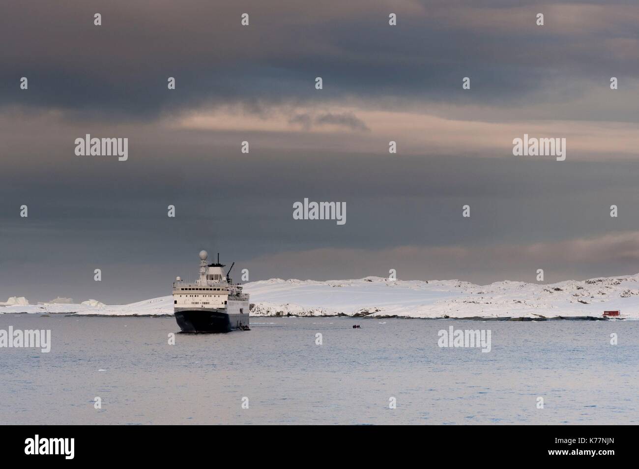 Ocean Endeavour cruise ship in the Lemaire channel, Antarctica Stock ...