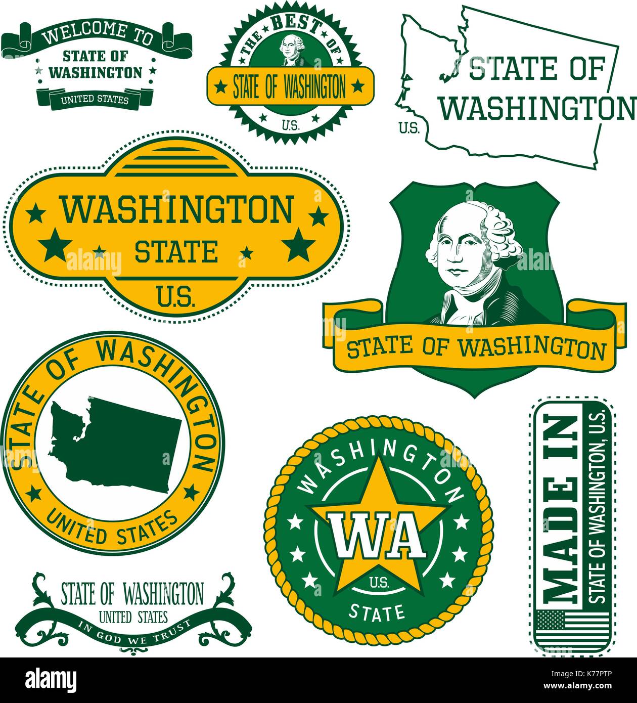 Set of generic stamps and signs of Washington state Stock Vector Image ...