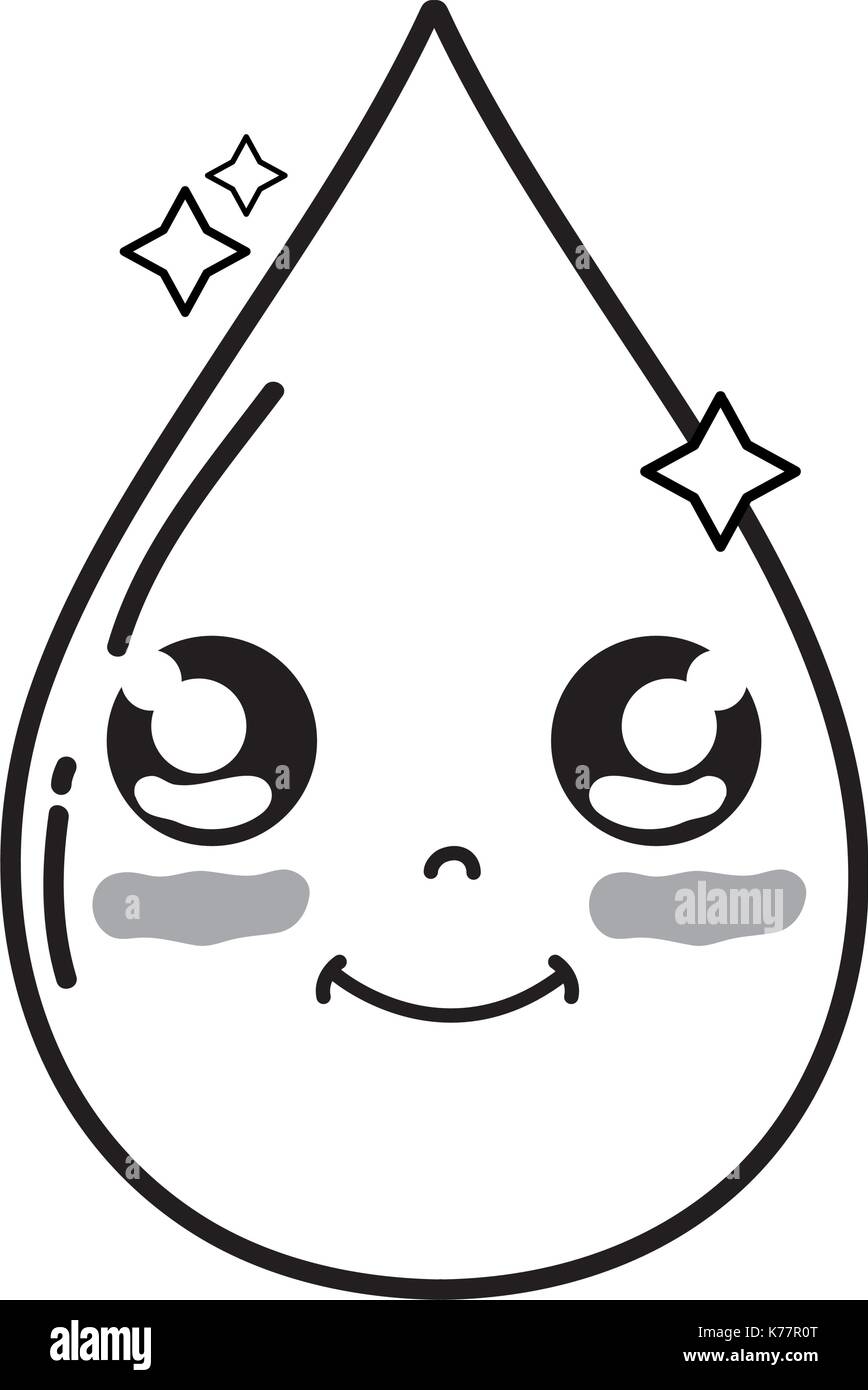 line kawaii cute happy water drop Stock Vector Image & Art - Alamy
