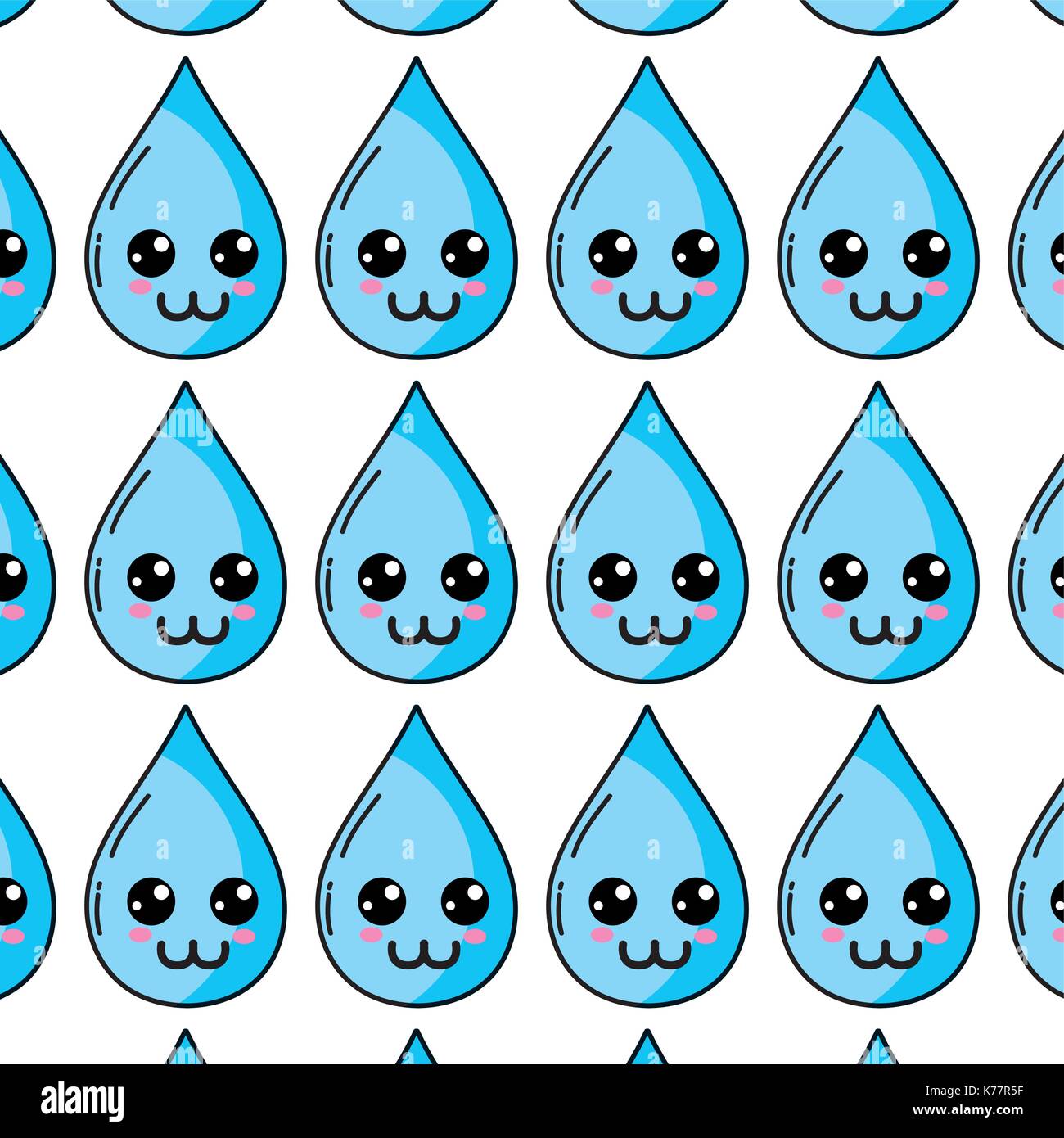 kawaii cute happy water drop background Stock Vector Image & Art - Alamy