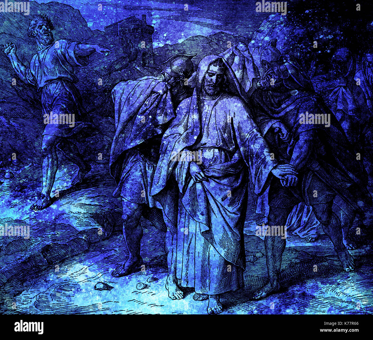 Man throwing stones on king David and his companions, graphic collage ...