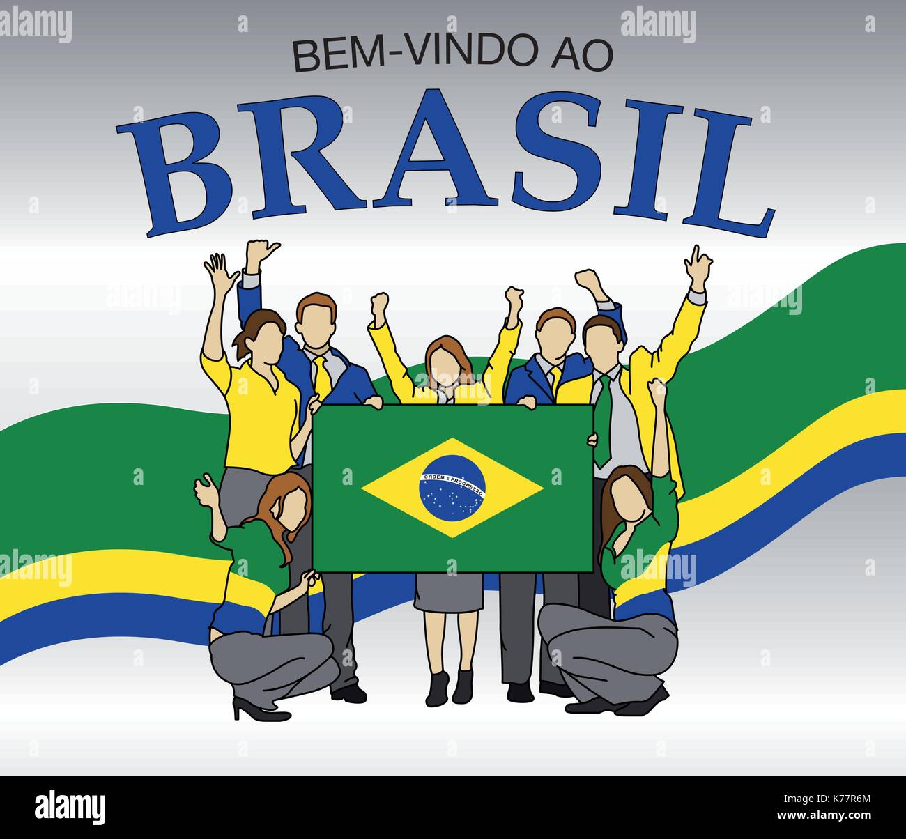 Welcome to Brazil in Portuguese language- Group of people dressed in ...