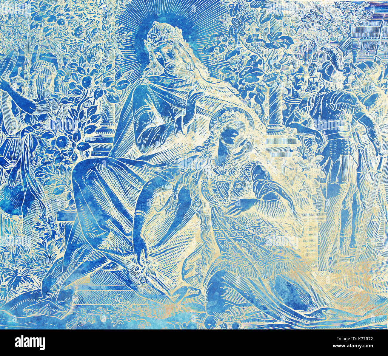 King Solomon and his love, Song of Solomon, graphic collage from ...