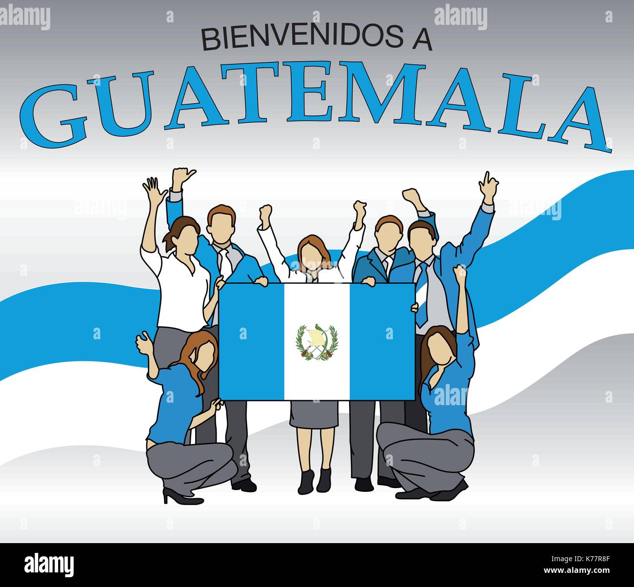 Welcome to Guatemala in Spanish language- Group of people dressed in ...