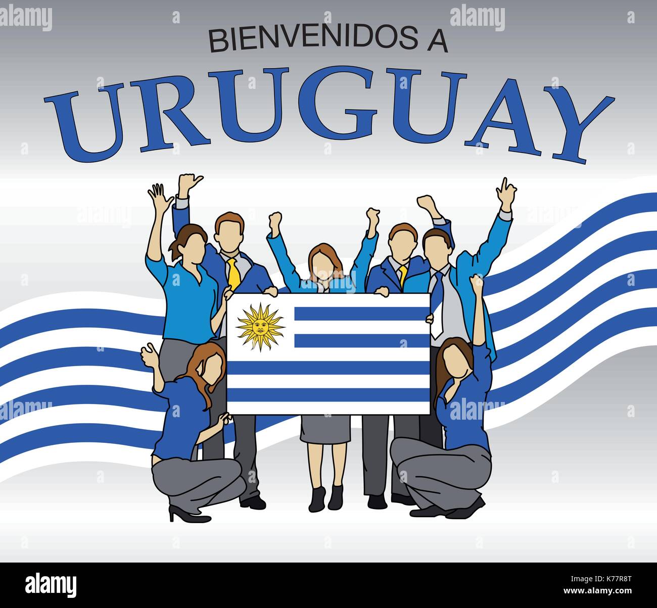 Welcome to Uruguay in Spanish language- Group of people dressed in the ...