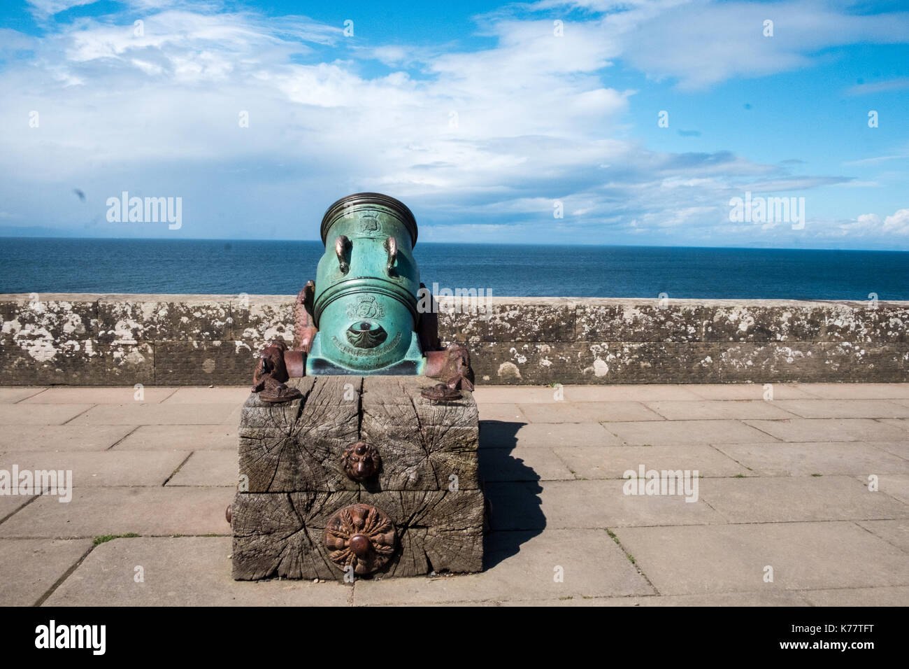 Cannon pointing towards sea off west coast of Scotland from Culzean ...
