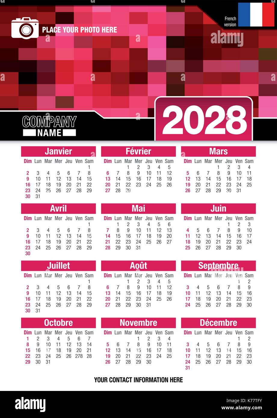 2028 french calendar hi-res stock photography and images - Alamy