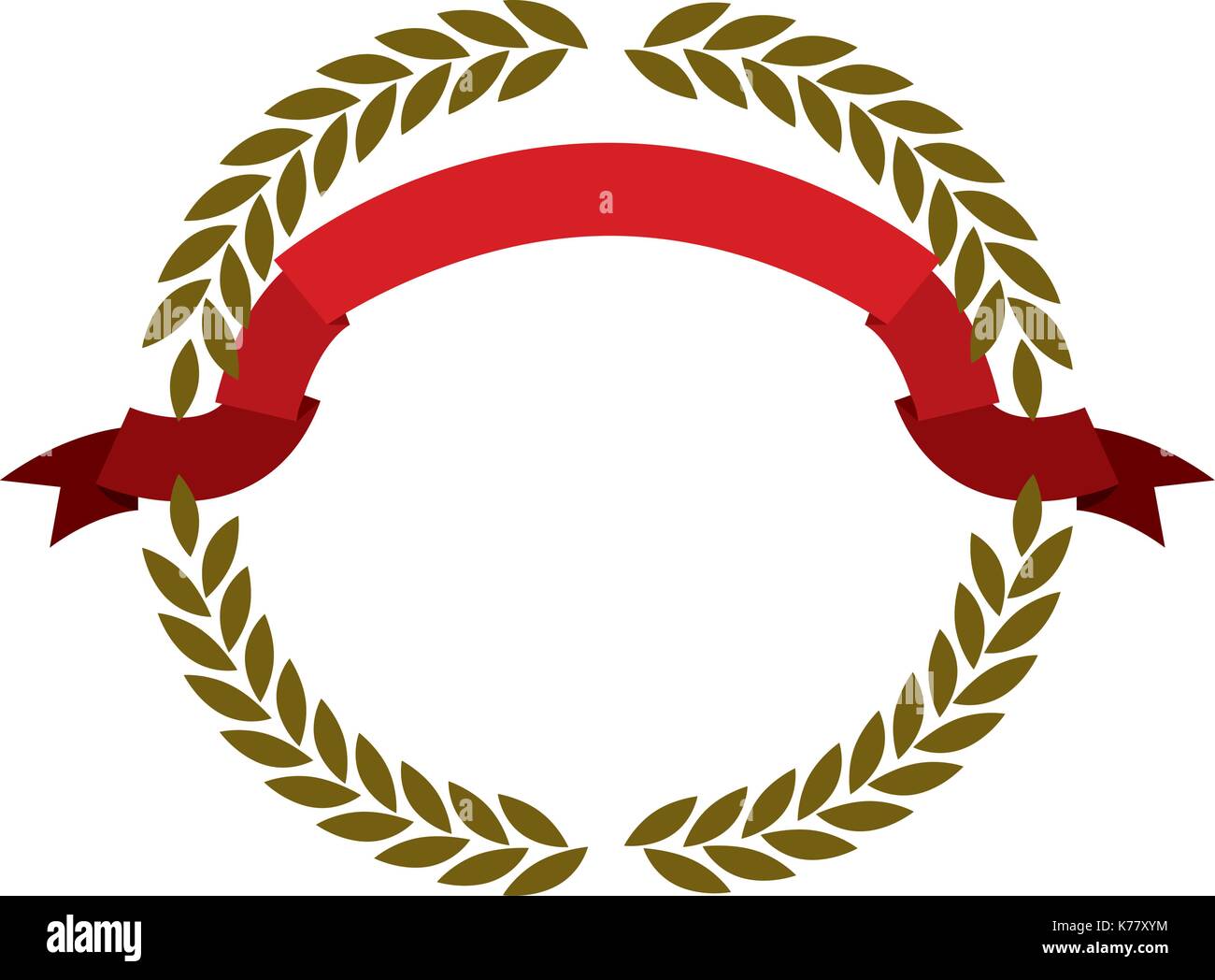 golden olive branches forming a circle with red ribbon on top Stock ...