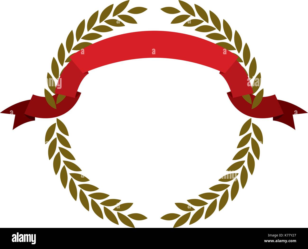 golden olive branches forming a circle with red ribbon on top Stock ...