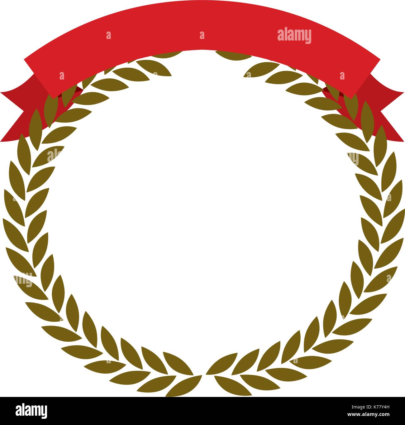 golden olive branches forming a circle with red ribbon thick on top ...